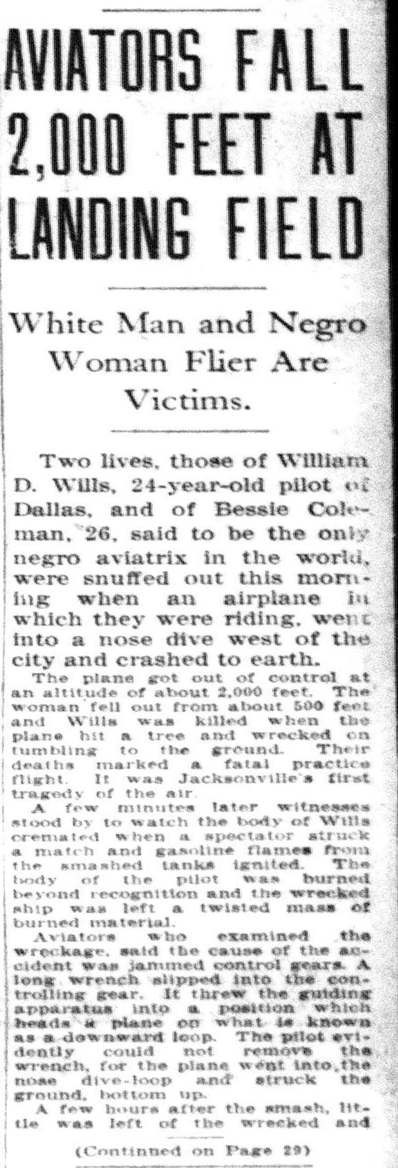 Queen Bess: The Life of Bessie Coleman - University of North Florida